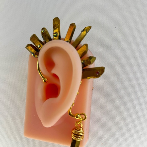 Jewelry | Pair Of Gold Titanium Quartz Pyrite Ear Cuffs No Pierce ...